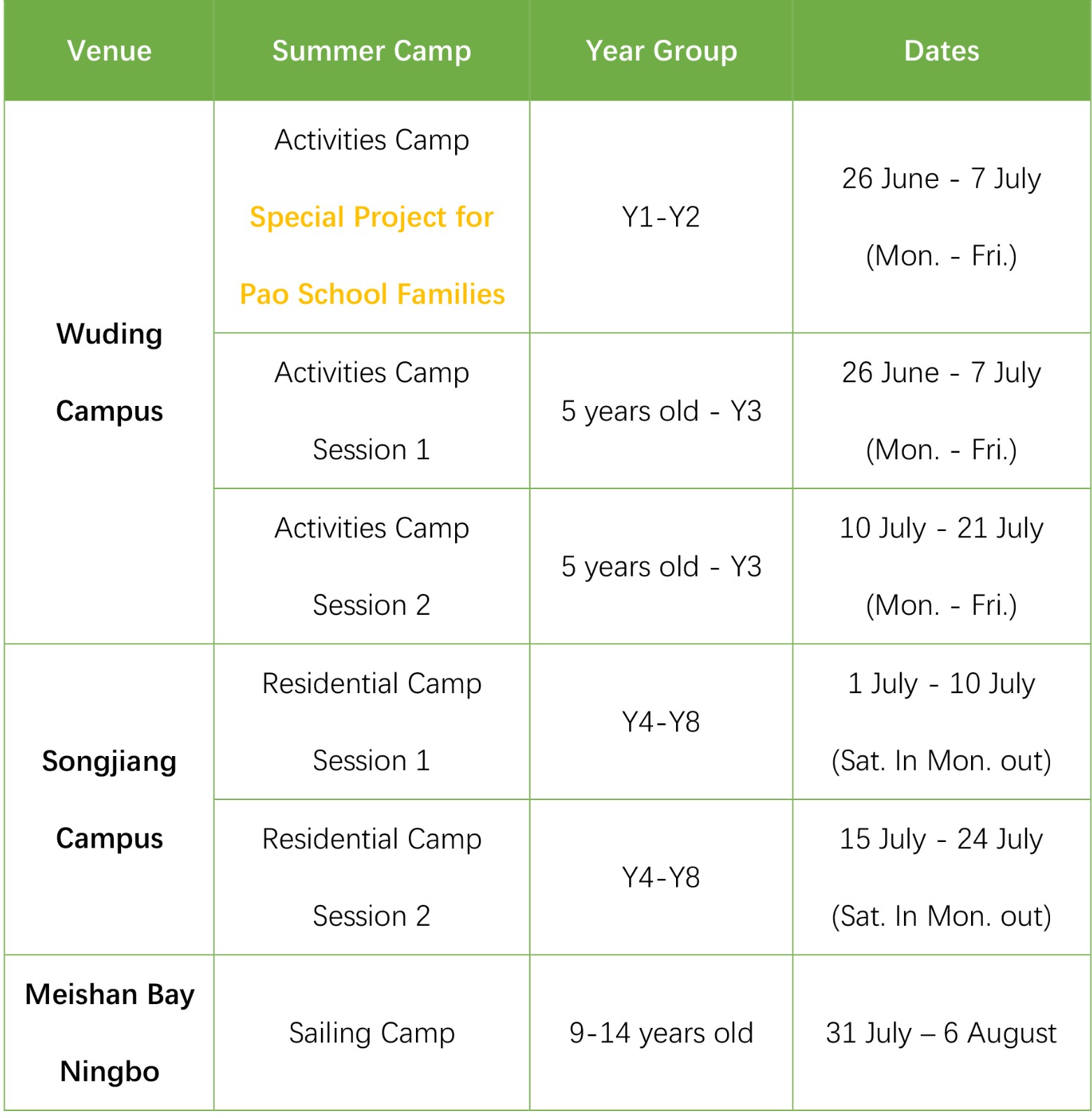 Summer Programmes-YK Pao School 包玉刚实验学校